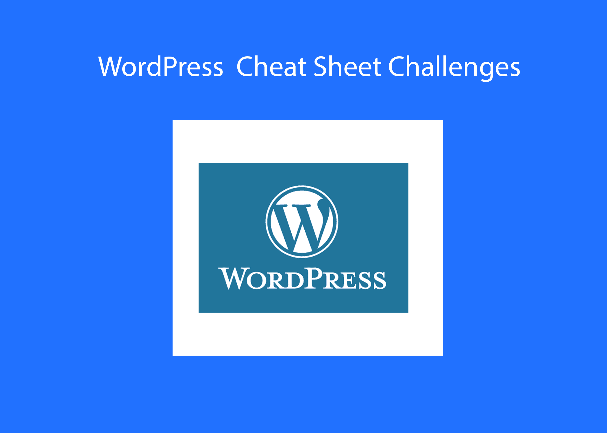 WordPress Cheat Sheet Challenges | nganatech